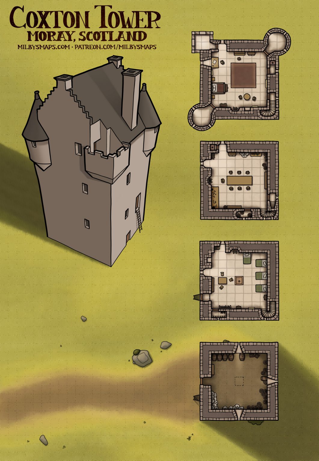 Coxton Tower: A Towerhouse in Moray, Scotland – Milby's Maps