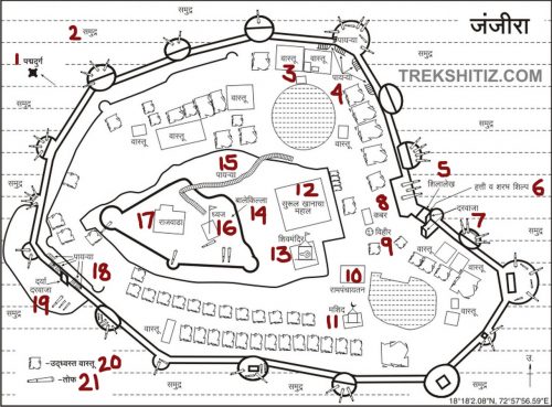 Image 6 – Murud Janjira Fort – Map © Trekshitiz – Milby's Maps